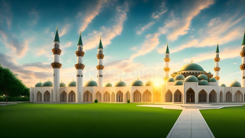 Beautiful Traditional Islamic Mosque Architecture Stock Illustration ...