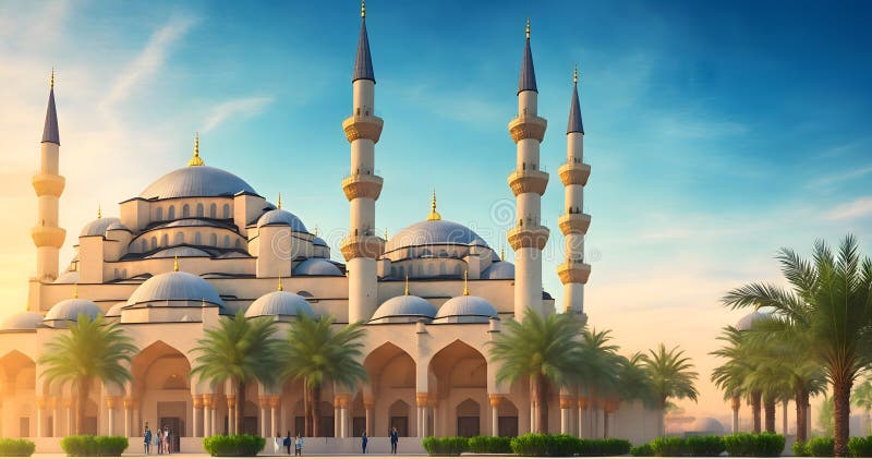 Beautiful Traditional Islamic Mosque Architecture Stock Illustration ...