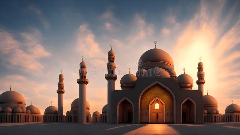 Beautiful Traditional Islamic Mosque Architecture Stock Illustration ...