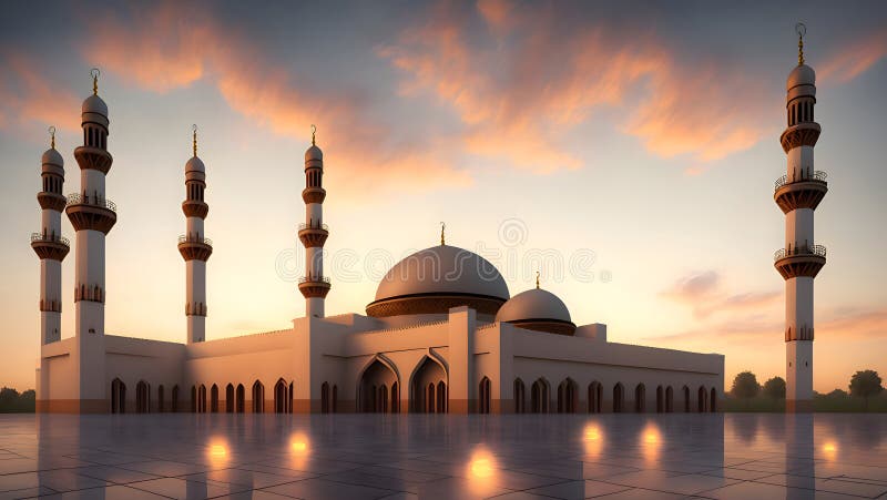 Beautiful Traditional Islamic Mosque Architecture Stock Illustration ...