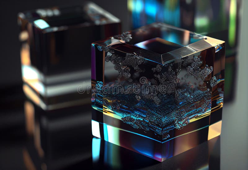 Beautiful Translucent Square Crystals Lie on the Table. AI Generated ...