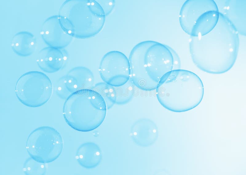 Beautiful Transparent Blue Soap Bubbles Background Stock Photo - Image ...