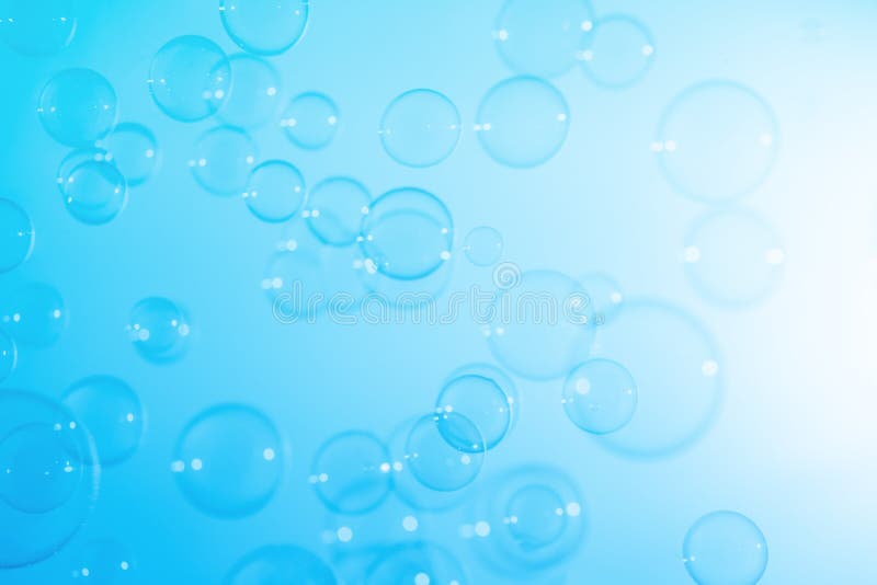 Beautiful Transparent Blue Soap Bubbles Floating in the Air. Blue ...
