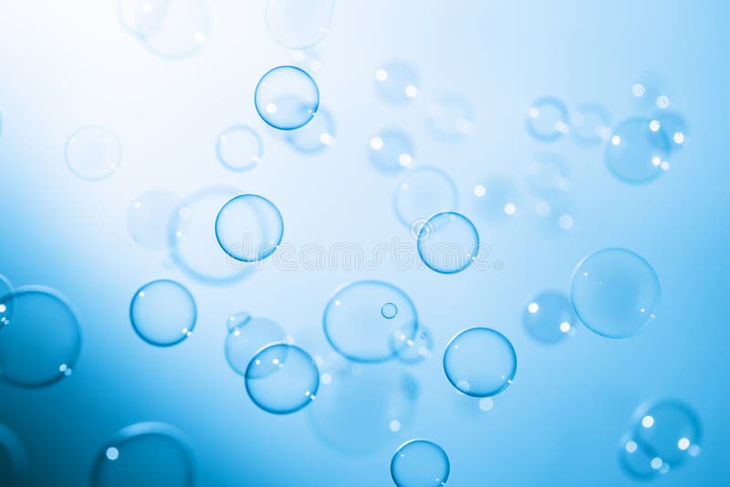 Beautiful Transparent Blue Soap Bubbles Floating in the Air. Blue ...