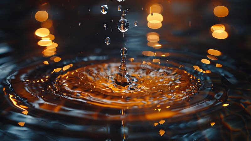 Beautiful Transparent Bright Drop of Water on Smooth Surface in Blue ...