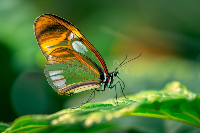 Beautiful Transparent Butterfly Rests among the Foliage of a Garden ...