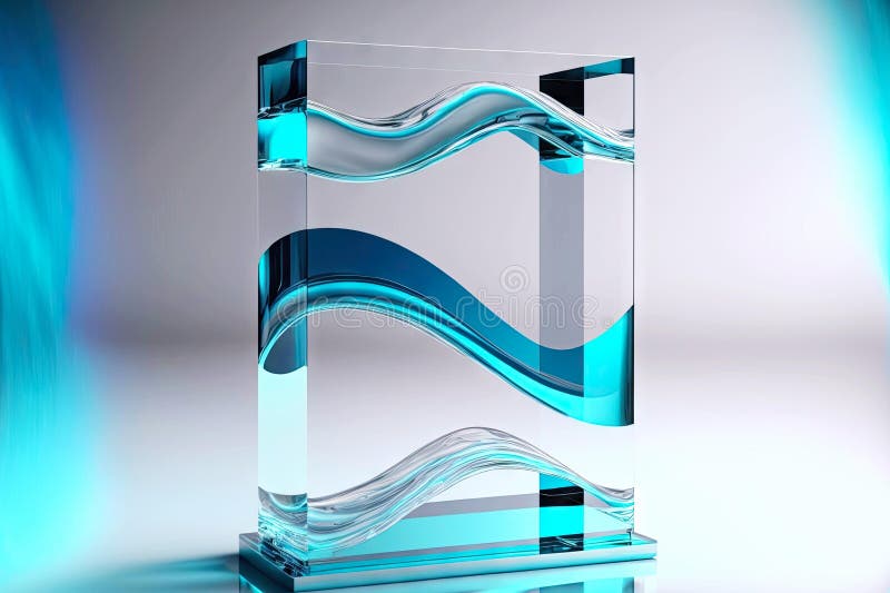 Beautiful Transparent Cube with Blue Waves As 3D Render Abstract ...
