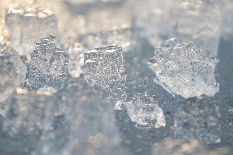 Beautiful Transparent Different Pieces of Ice on the Ice Surface ...