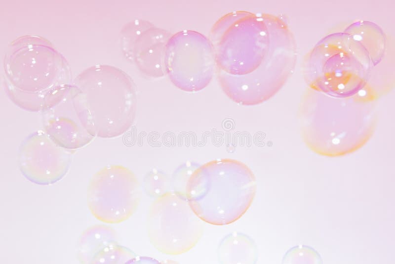 Beautiful Transparent Pink Soap Bubbles Float Background. Stock Photo ...