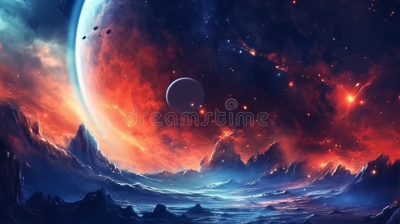 Beautiful Travel in Deep Space and Nebula. Generative AI Stock ...