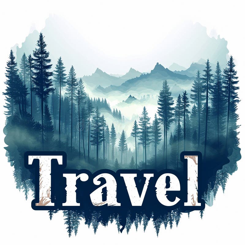 A Beautiful Travel Logo with a Forest Stock Image - Image of ...