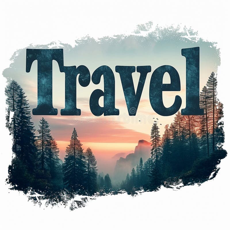 A Beautiful Travel Logo with a Forest Stock Image - Image of elements ...