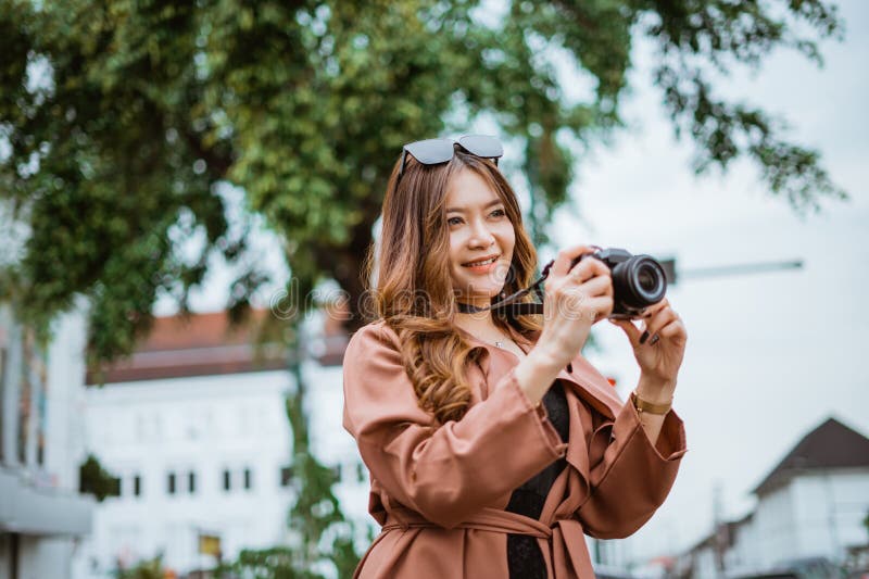 Beautiful Traveller Taking Picture with Her Camera Stock Photo - Image ...