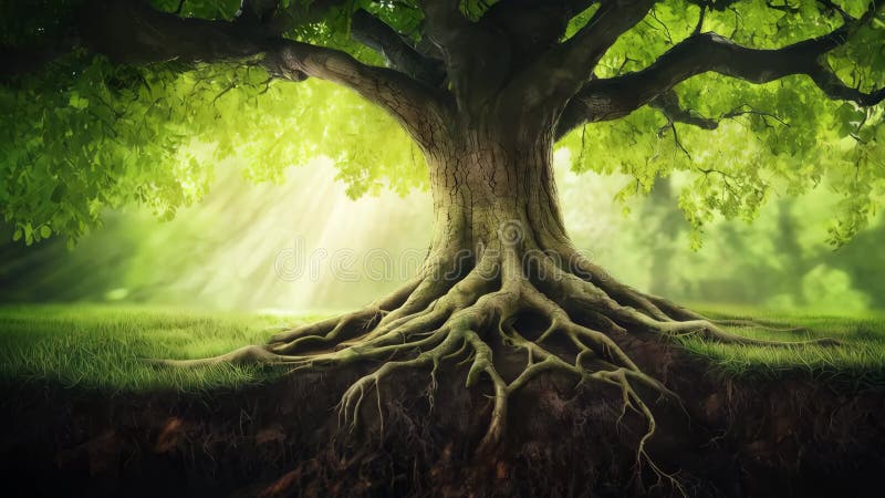 Beautiful Tree with Big Roots Under Ground, Environmental Conservation ...