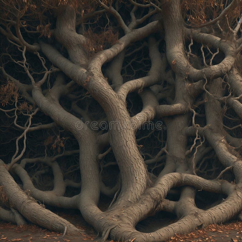 The Texture of the Wallpaper with a Pattern of Tree Roots. Generated AI ...