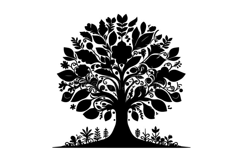 Beautiful Tree Silhouette Illustration Stock Illustration ...