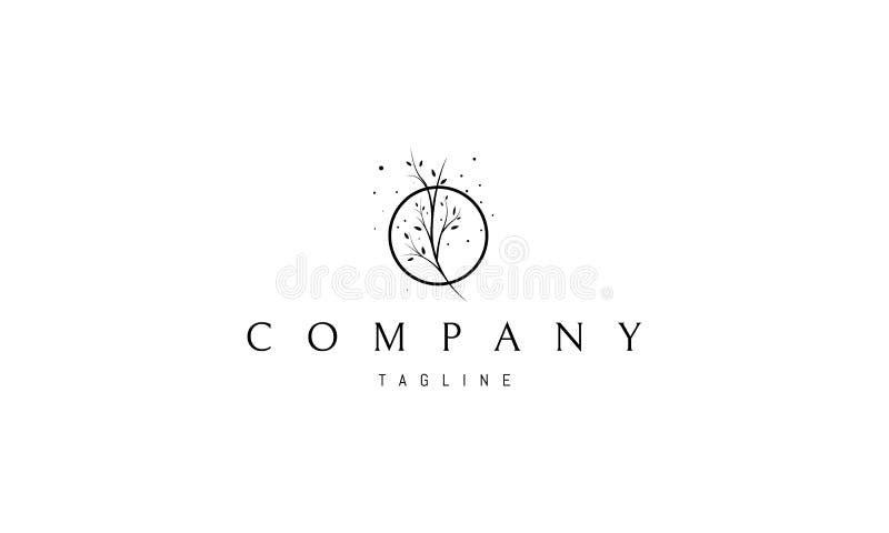 Beautiful Tree Twig Circle Black Vector Logo Design Stock Vector ...