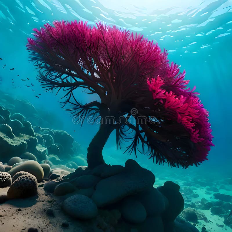 Beautiful Tree Underwater - Ai Generated Image Stock Illustration ...
