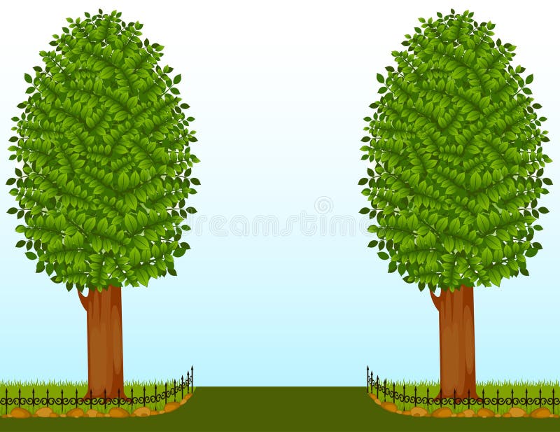 Beautiful trees with fence stock vector. Illustration of land - 19503099