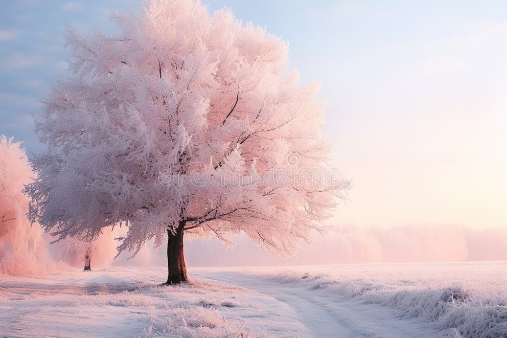 Beautiful Trees in Snow at Dawn Stock Photo - Image of frozen, sunshine ...