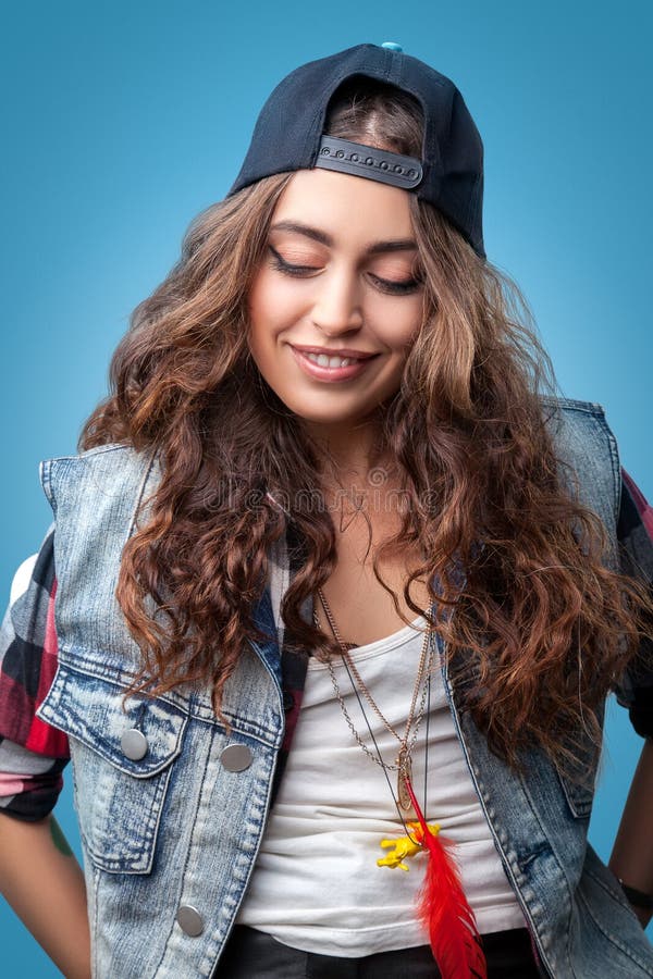 Beautiful Trendy Stylish Hipster Girl Smiling Stock Image - Image of ... Beautiful Trendy Stylish Hipster Girl Smiling Stock Image - Image of ...