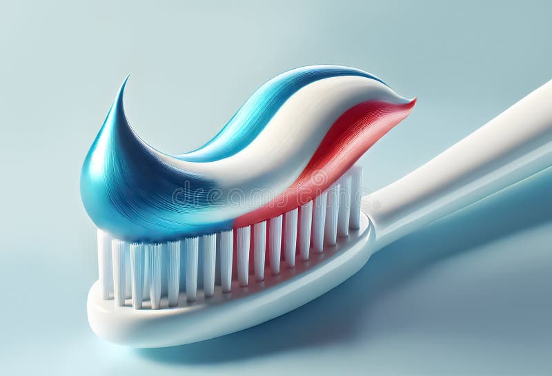 Beautiful Tricolored Toothpaste on a Toothbrush. Sample for Design ...