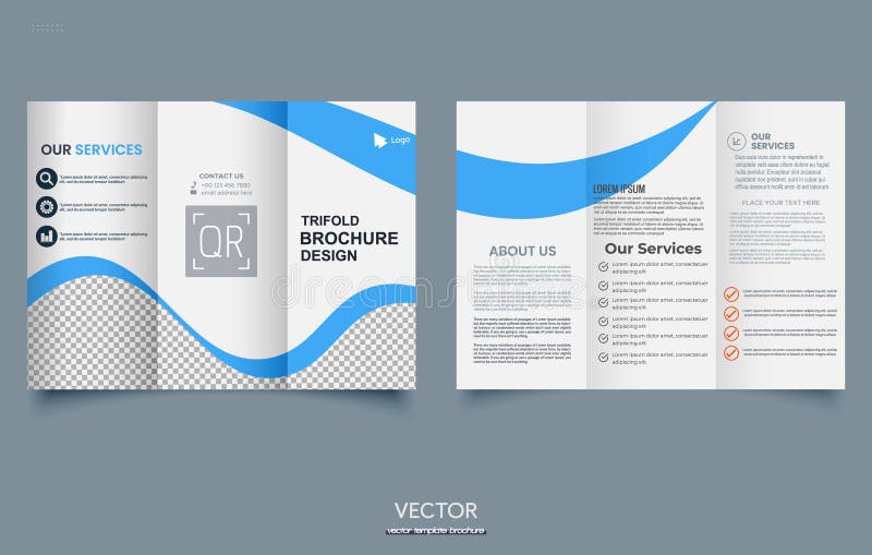 Beautiful Triple Brochure Template Design with Wave Elements Stock ...