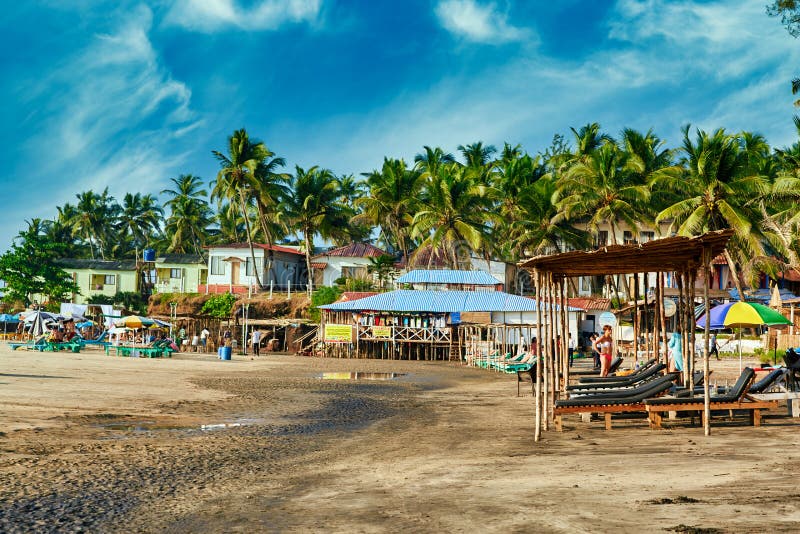 Beautiful Tropical Beach with Palms in Goa Editorial Stock Photo ...