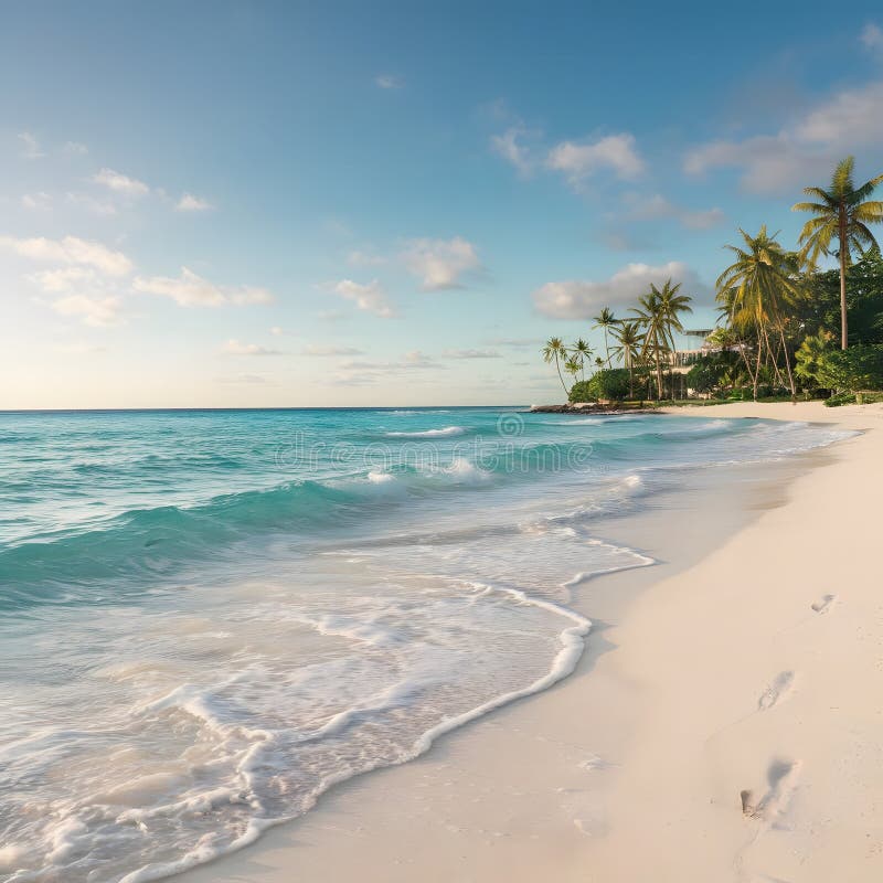 Beautiful Tropical Beach with Plam Trees, Clear Water. Stock Photo ...
