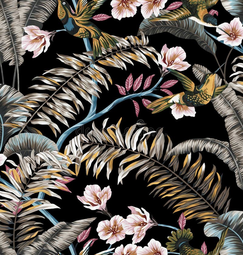 Beautiful Tropical Pattern Flowers Illustration. Repeat Pattern ...
