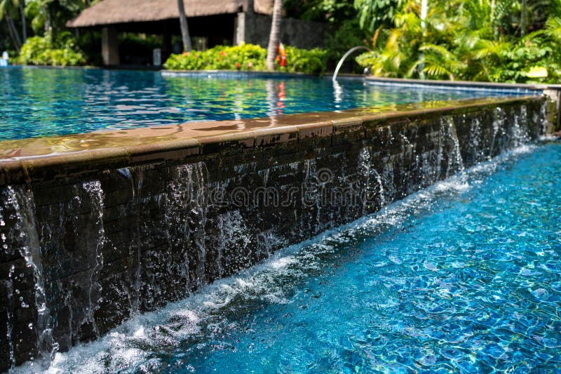 A Beautiful Tropical Poolside Oasis Surrounded by Lush Greenery and Vibrant Foliage Stock Photo ...