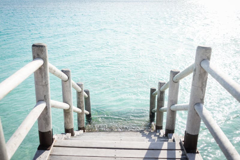 Beautiful Tropical Steps into Turquoise Sea Beach Water Stock Photo ...