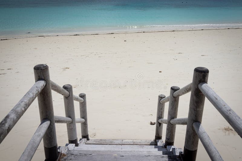 Beautiful Tropical Steps into Turquoise Sea Beach Water Stock Photo ...