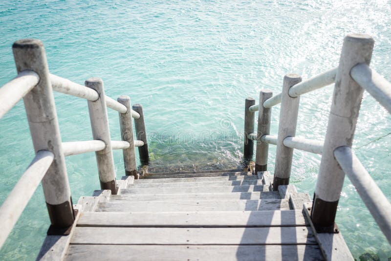 Beautiful Tropical Steps into Turquoise Sea Beach Water Stock Image ...