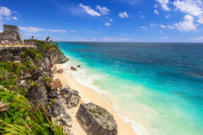 Beautiful Tulum Beach at Caribbean Sea, Mexico Stock Photo - Image of ...