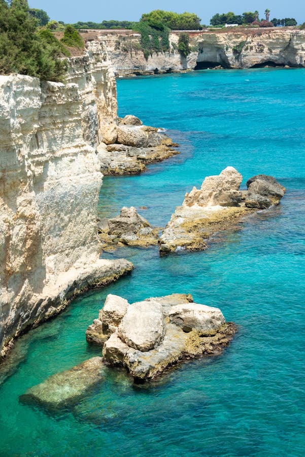 Beautiful Turquoise Sea with Stacks and Rocky Coast Stock Photo - Image ...