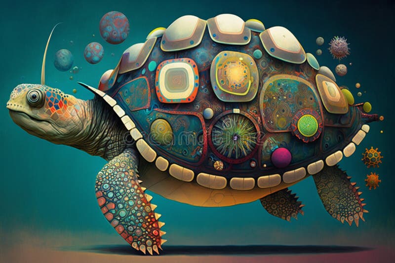 Beautiful Turtle Abstract Style Illustration Animals Paint, Generative ...