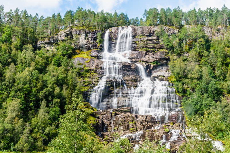 The Beautiful Tvindefossen Waterfall, Voss, Norway Stock Image - Image ...