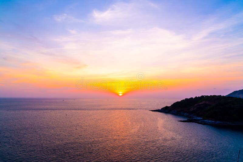 Beautiful Twilight Sunset Sky with Sea and Ocean Stock Image - Image of ...