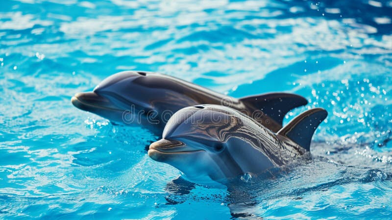Beautiful Two Dolphins in the Water. Generative Ai Stock Illustration ...