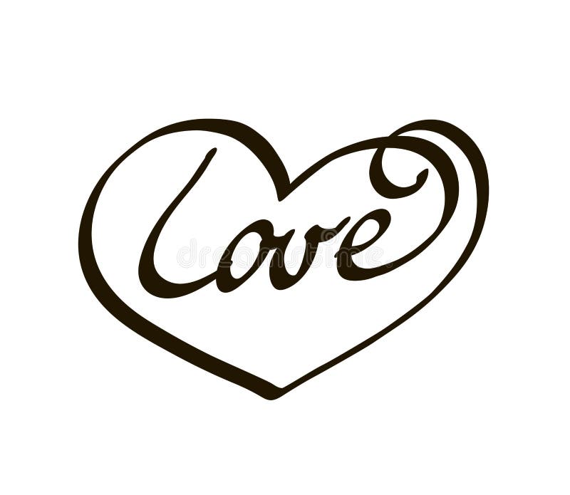 Beautiful Typography Background with Hand Drawn Word Love. Handmade ...