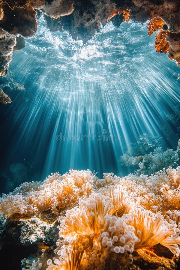 A Beautiful Underwater Scene with a Bright Blue Sky Stock Photo - Image ...