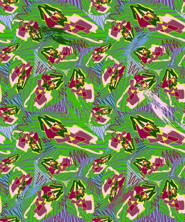 Seamless Abstract Hand Dawn Pattern with Curved Lines, Shapes for Your ...