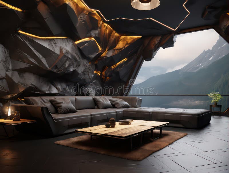 Unique Interior Inside a Home Which is Built Inside a Mountain Stock ...