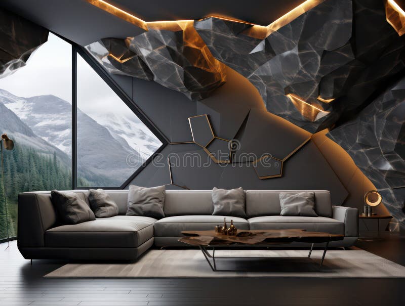 Unique Interior Inside a Home Which is Built Inside a Mountain Stock ...