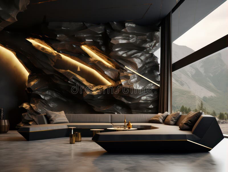 Unique Interior Inside a Home Which is Built Inside a Mountain Stock ...