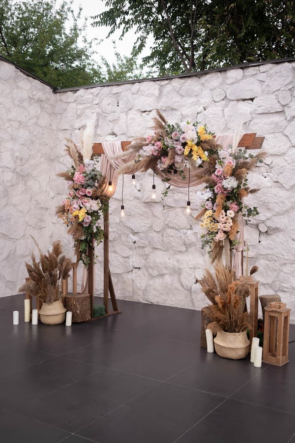 Beautiful Unusual Boho Chic Wedding Arch for Outside Ceremony Stock ...