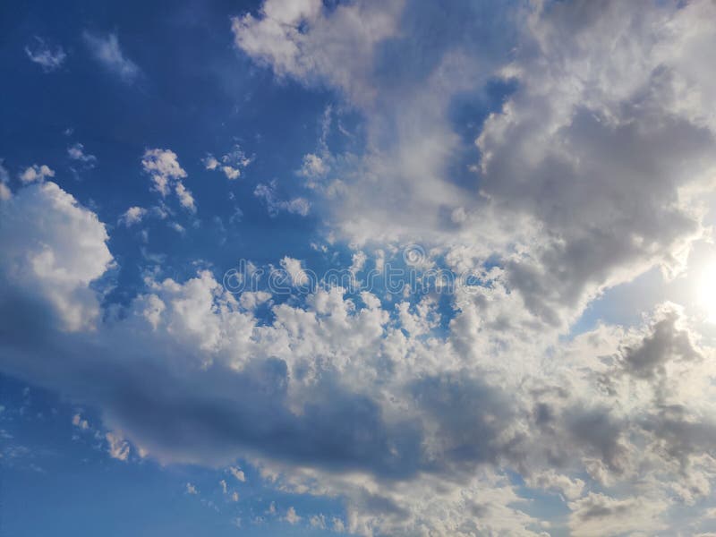 Beautiful Unusual Cloudy Sky. White Atmospheric Clouds in Blue Sky ...
