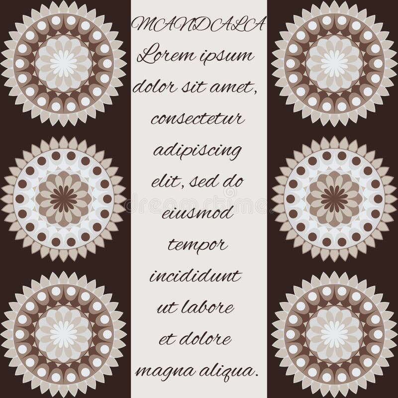 Beautiful Unusual Pattern, Brown Mandala Layout with Text Stock ...