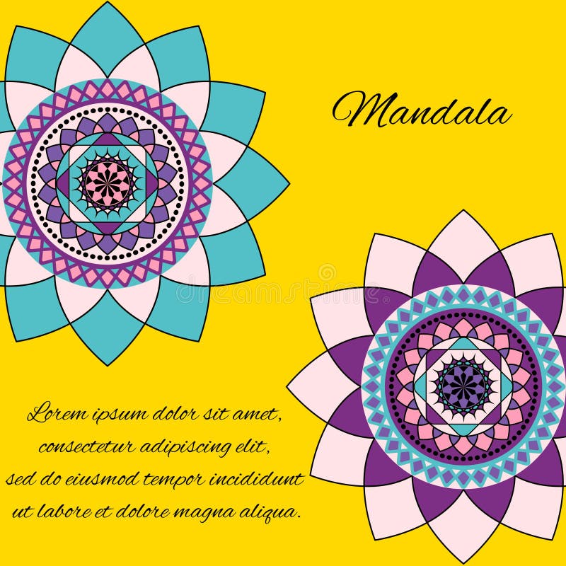 Beautiful Unusual Pattern, Multi-colored Mandala on a Yellow Background ...